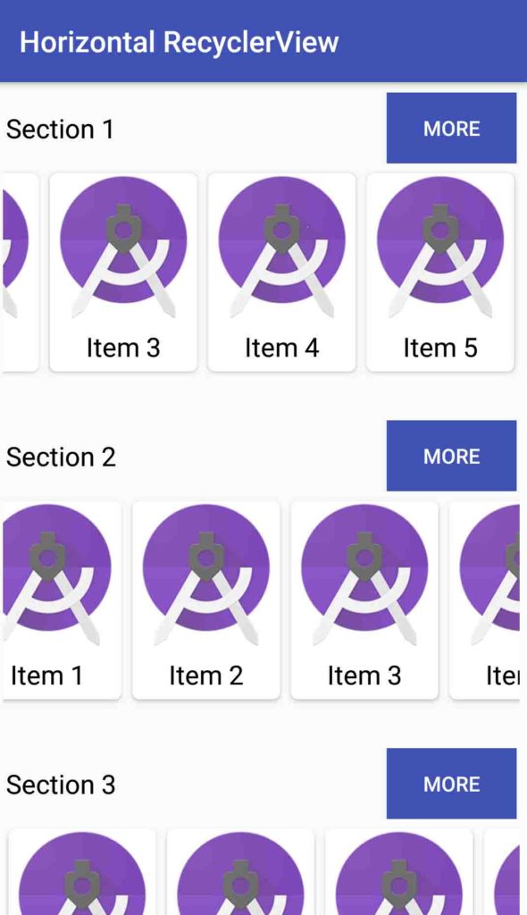 Horizontal RecyclerView tren Vertical RecyclerView giong Play Store-2 - www.AndroidCoBan.Com